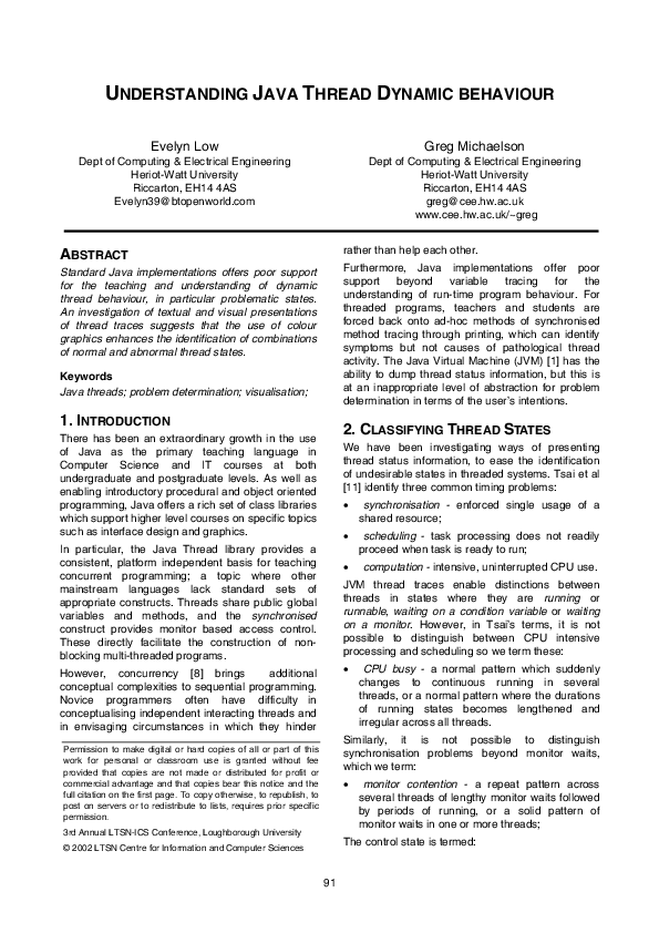 (PDF) UNDERSTANDING JAVA THREAD DYNAMIC BEHAVIOUR