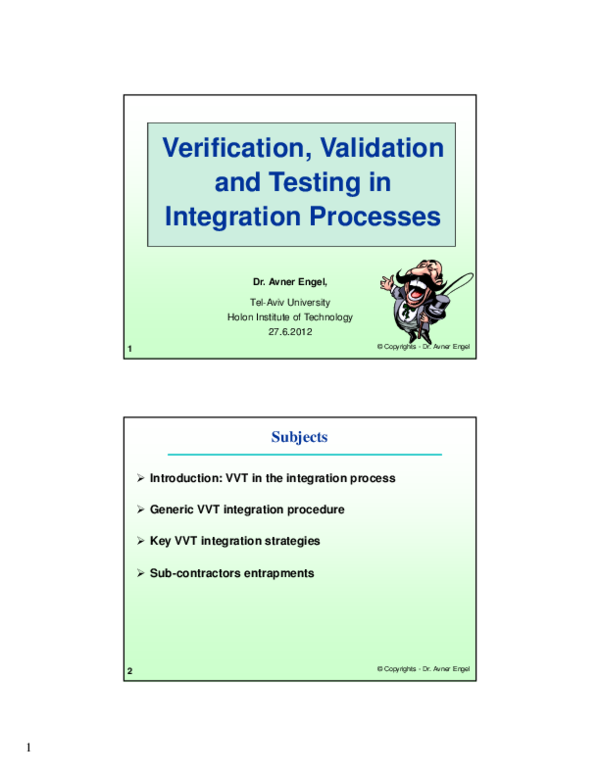 (PDF) Verification, Validation and Testing in Integration Processes