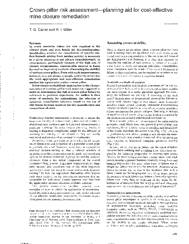 (PDF) Crown-pillar risk assessment-planning aid for cost-effective mine ...