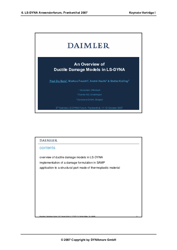 (PDF) An Overview of Ductile Damage Models in LS-DYNA