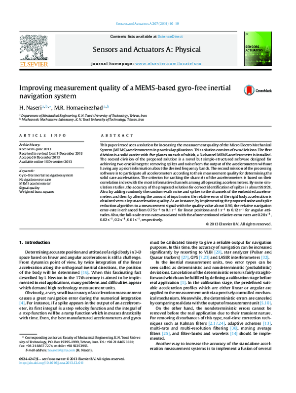(PDF) Improving Measurement Quality of a MEMS-based Gyro-Free Inertial Navigation System