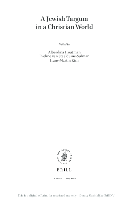 (PDF) A Jewish Targum in a Remarkable Paratext, Paratextual elements in ...