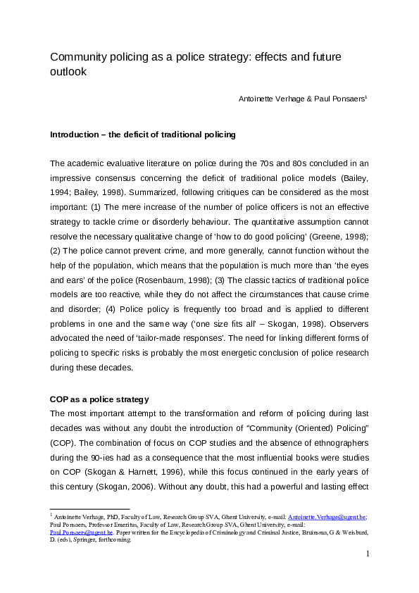(DOC) Community policing as a police strategy: effects and future ...