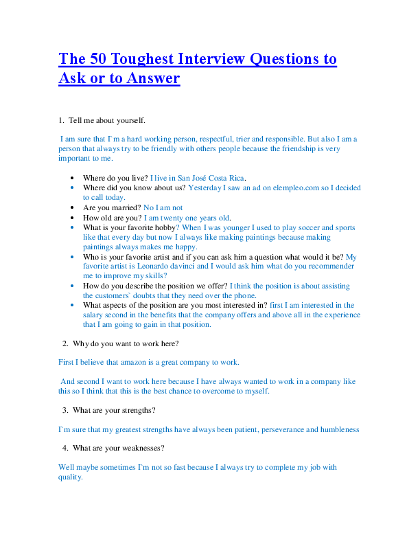 101 great answers to the toughest interview questions pdf