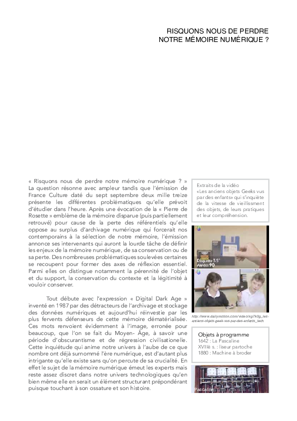 (PDF) Mémoire numérique