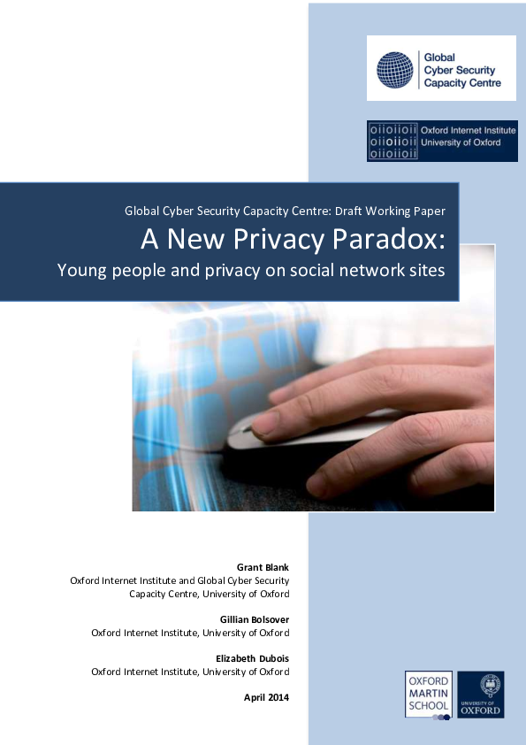 (PDF) A New Privacy Paradox: Young people and privacy on social network ...