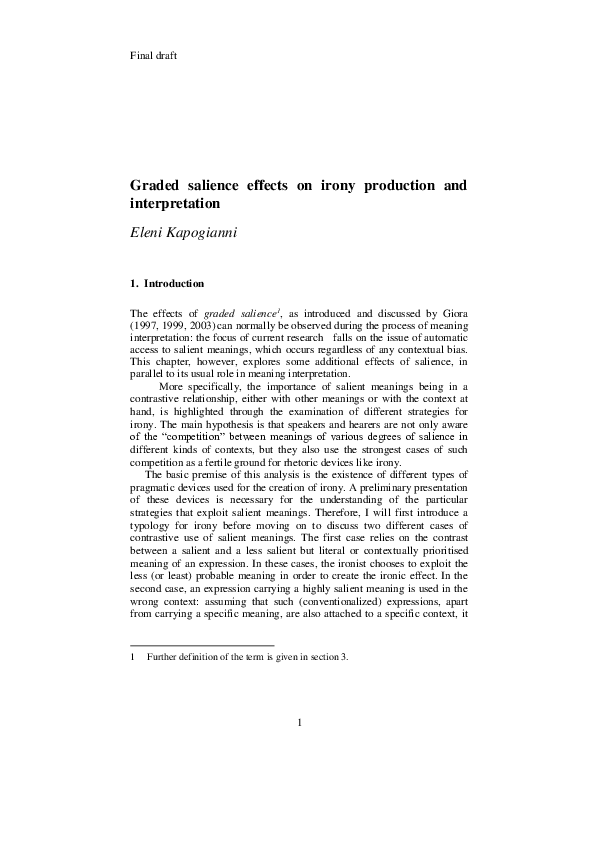 (PDF) Graded salience effects on irony production and interpretation. In K.M. Jaszczolt and K ...