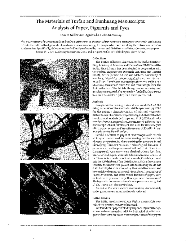 (PDF) The Materials of Turfan and Dunhuang Manuscripts: Analysis of ...