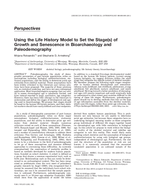 (PDF) Using the Life History Model to Set the Stage(s) of Growth and ...