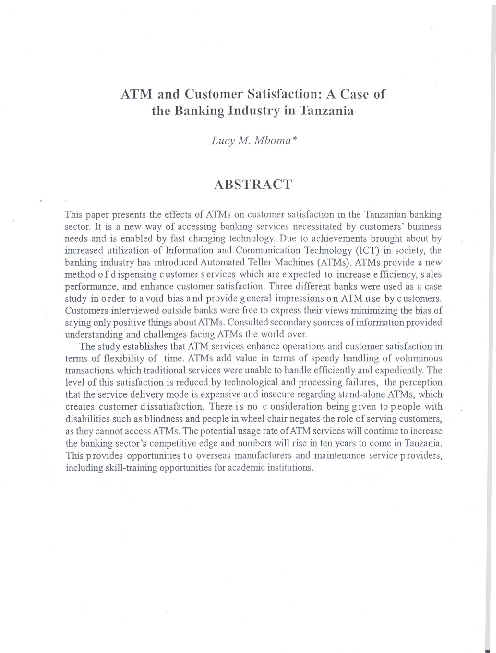 (PDF) ATM and Customer Satisfaction: A Case of the Banking Industry in ...