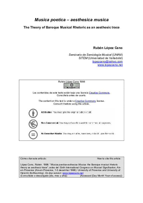 (PDF) Musica poetica-esthesica Musica: the Baroque musical rhetoric ...