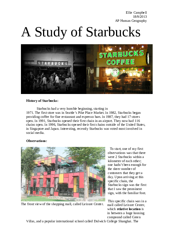 (DOC) History of Starbucks