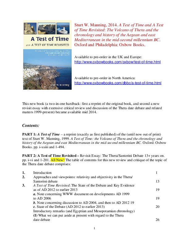 (PDF) Sturt W. Manning, 2014. A Test of Time and A Test of Time ...