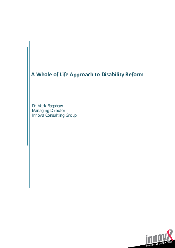 (PDF) A Whole of Life Approach to Disability Reform