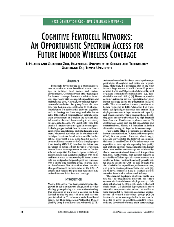 (PDF) Cognitive femtocell netw