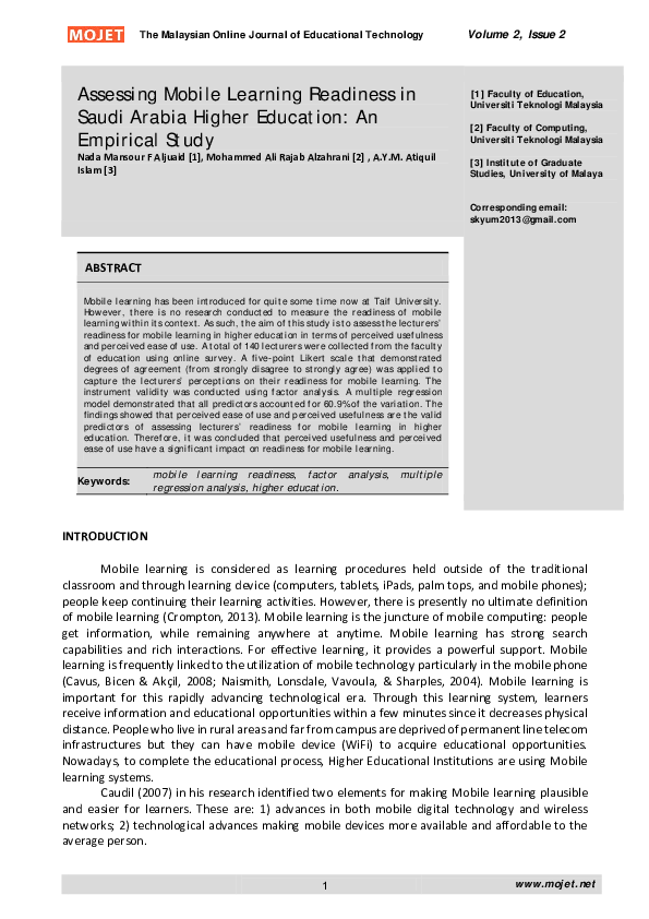 (PDF) Mobile learning paper