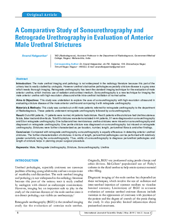 (PDF) A Comparative Study of Sonourethrography and Retrograde ...