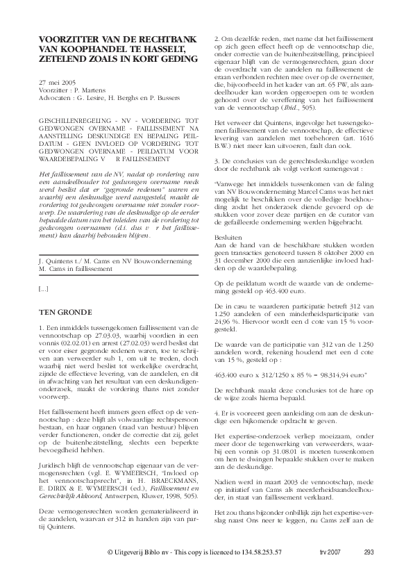 (PDF) De vordering tot uittreding of uitsluiting na de ontbinding of ...