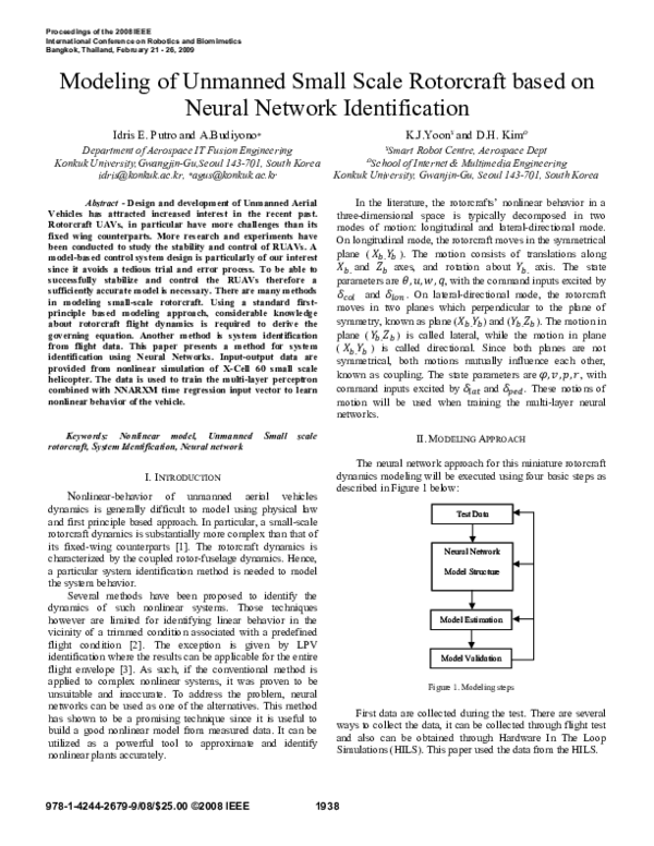 Pdf Modeling Of Unmanned Small Scale Rotorcraft Based On Neural