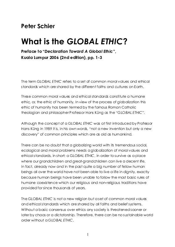 (PDF) What Is The Global Ethic?