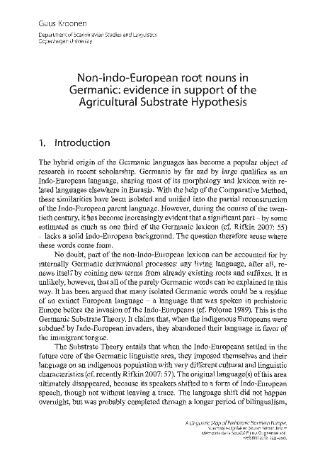 (PDF) Non-Indo-European root nouns in Germanic: Evidence in support of ...