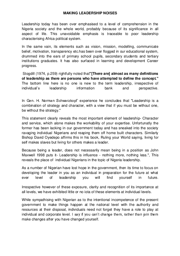 (DOC) LEADERSHIP ARTICLE