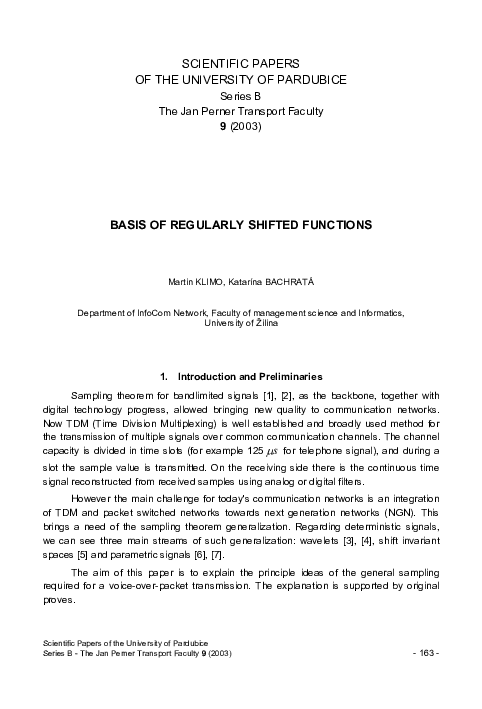 (PDF) BASIS OF REGULARLY SHIFTED FUNCTIONS