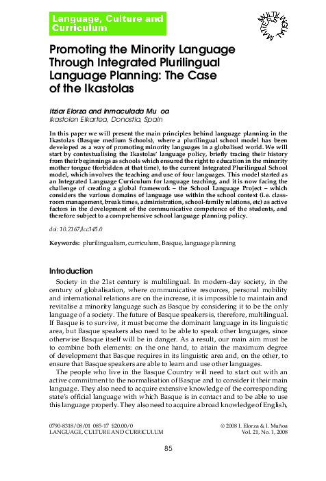 (PDF) Promoting the Minority Language Through Integrated Plurilingual ...