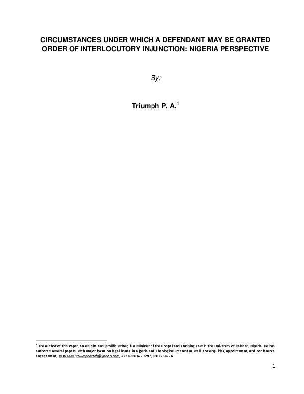 (PDF) Interlocutory Injunction