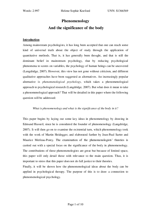 (DOC) Phenomenology And the significance of the body