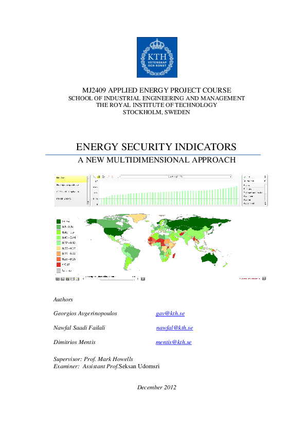(PDF) Energy security indicators: A new multidimensional approach