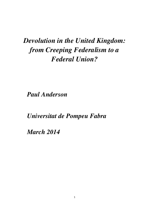 (DOC) UK Devolution: Path to Federal Union?