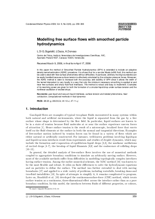 (PDF) Modelling free surface flows with smoothed particle hydrodynamics