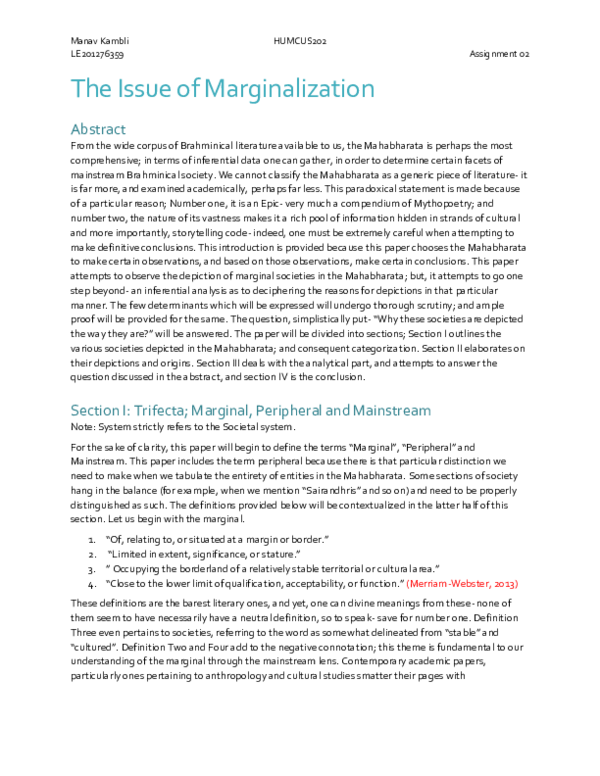 (DOC) Marginal Communities In the Mahabharata