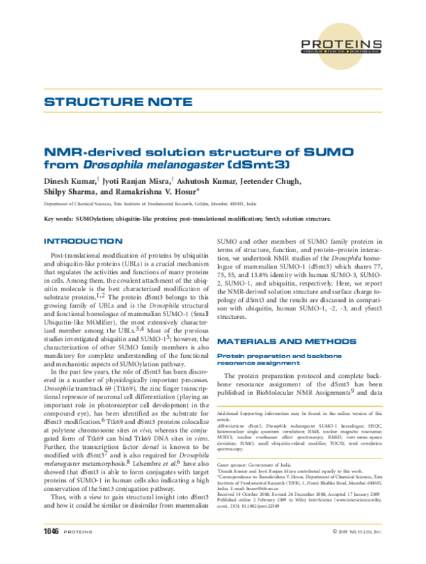 Pdf Proteins Structure O Function O Bioinformatics Structure Note Nmr Derived Solution