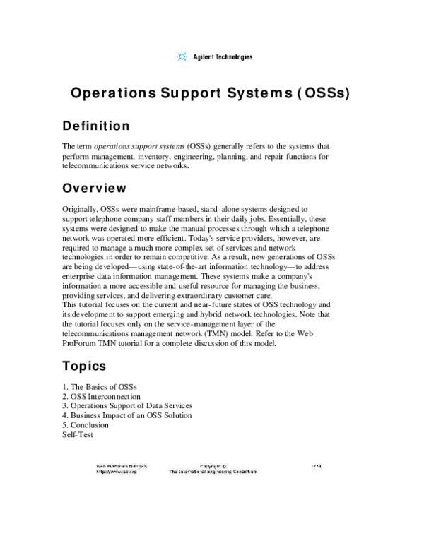 (PDF) Operations Support Systems (OSSs