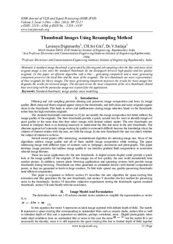 (PDF) Thumbnail Images Using Resampling Method