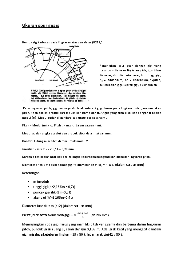 (PDF) Ukuran spur gears