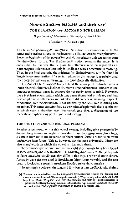 (PDF) Non-distinctive features and their use