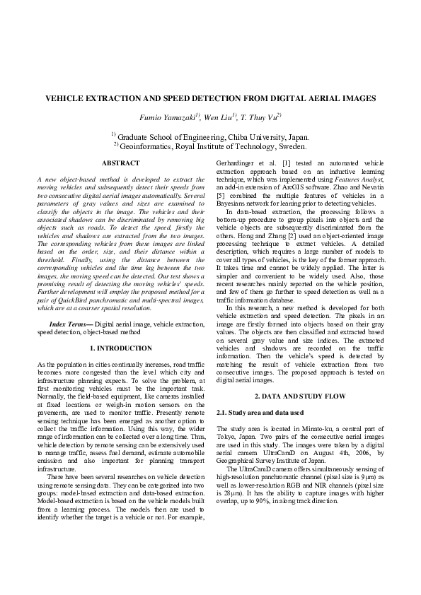 (PDF) Vehicle Extraction and Speed Detection from Digital Aerial Images