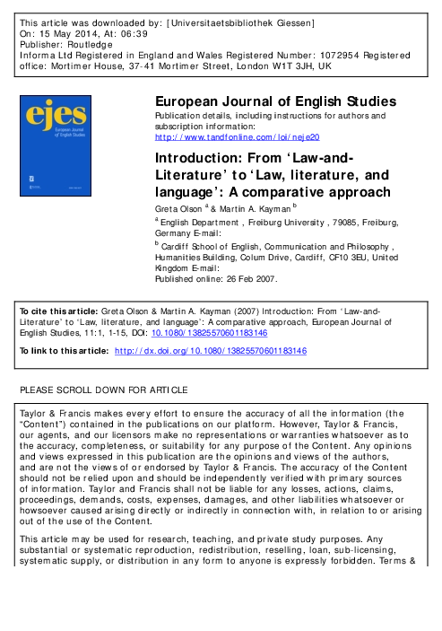 (PDF) From 'Law-and-Literature' to 'Law, Literature, and Language': A ...
