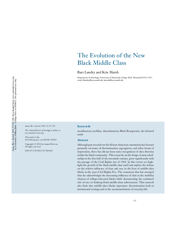 (PDF) The Evolution of the New Black Middle Class