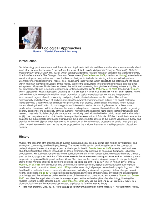 (PDF) Ecological Approaches