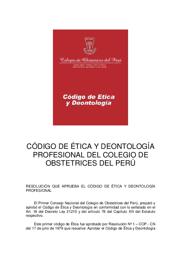 (PDF) Código de Ética Profesional