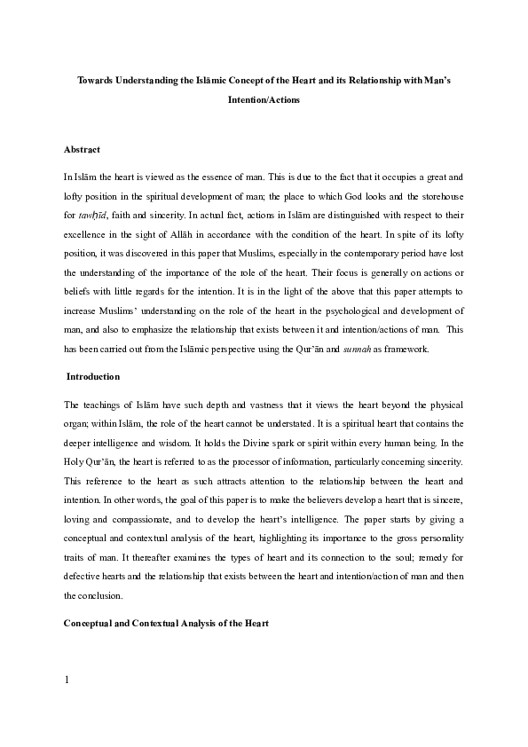 (DOC) The heart and Intention