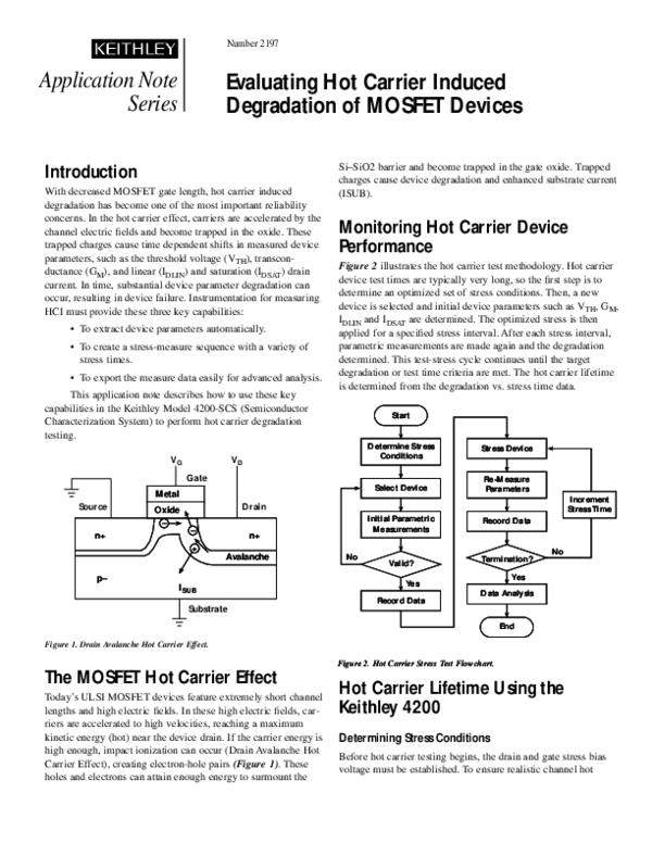 (PDF) Evaluating Hot Carrier Induced Degradation of MOSFET Devices Application Note Series