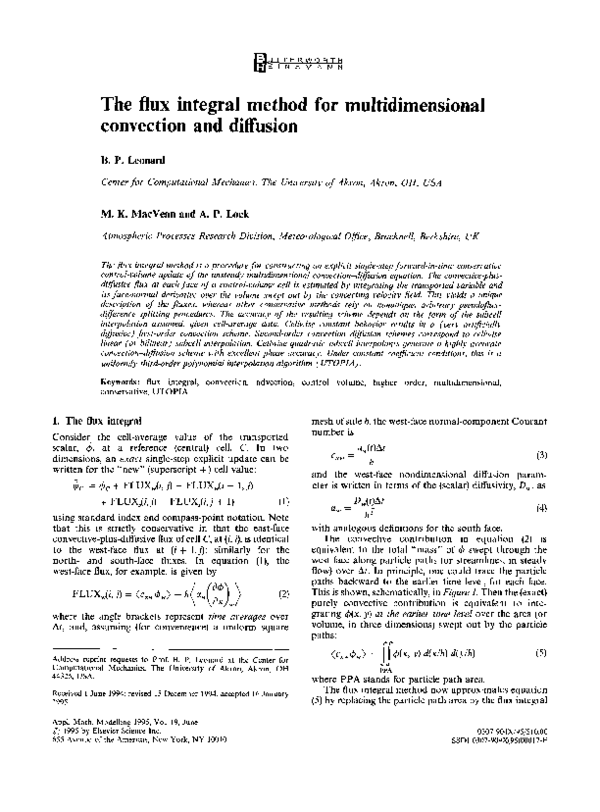 (PDF) The flux integral method for multidimensional convection and diffusion