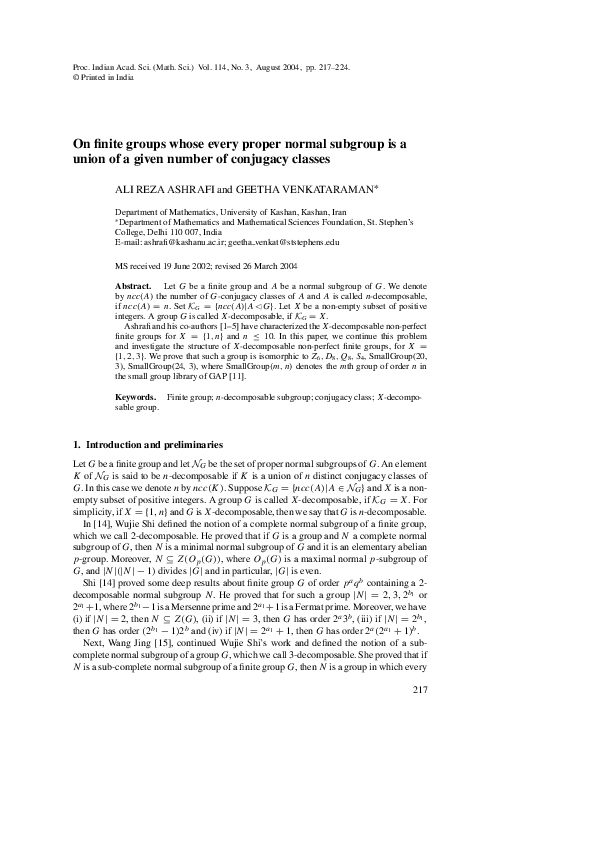 (PDF) On finite groups whose every proper normal subgroup is a union of a given number of ...