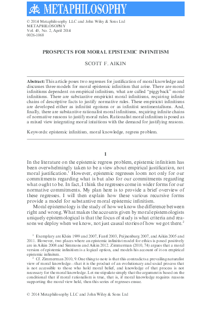 (PDF) Prospects for Moral Epistemic Infinitism