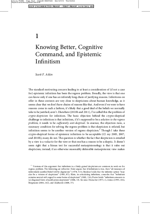 (PDF) Knowing Better, Cognitive Command and Epistemic Infinitism